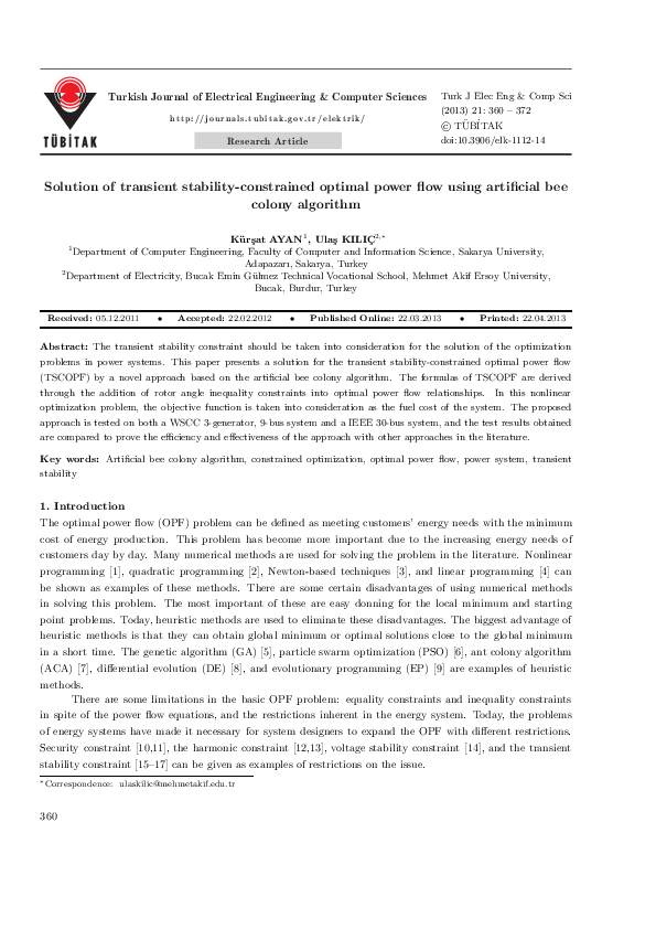 (PDF) Chaotic artificial bee colony algorithm based solution of ...