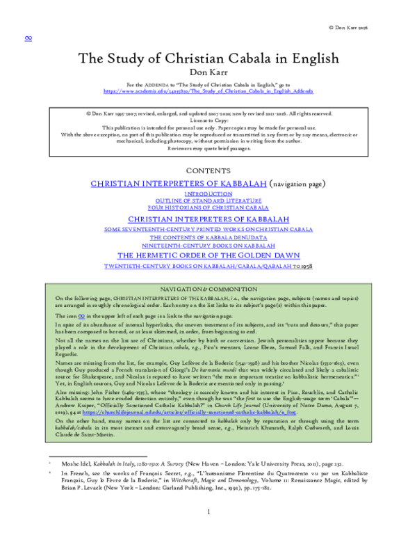 (PDF) The Study of Christian Cabala in English