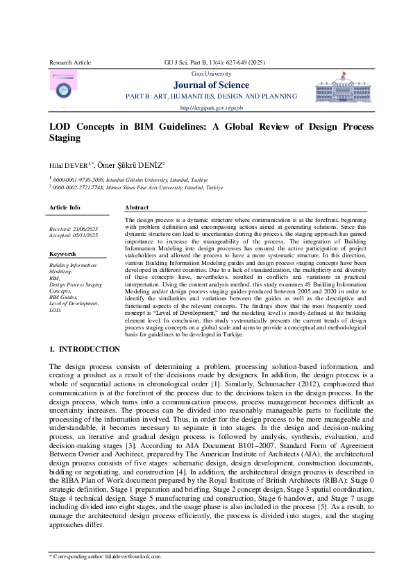 (PDF) LOD Concepts in BIM Guidelines: A Global Review of Design Process ...