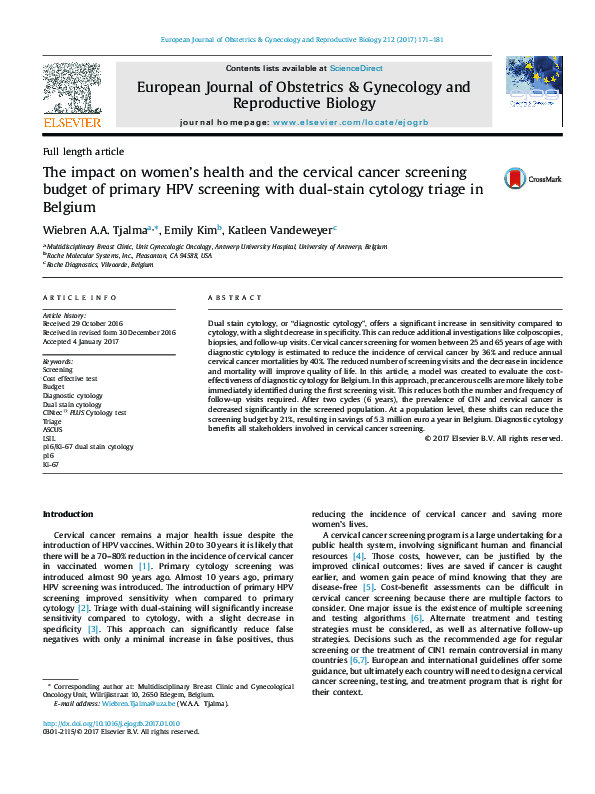 (PDF) The impact on women's health and the cervical cancer screening ...