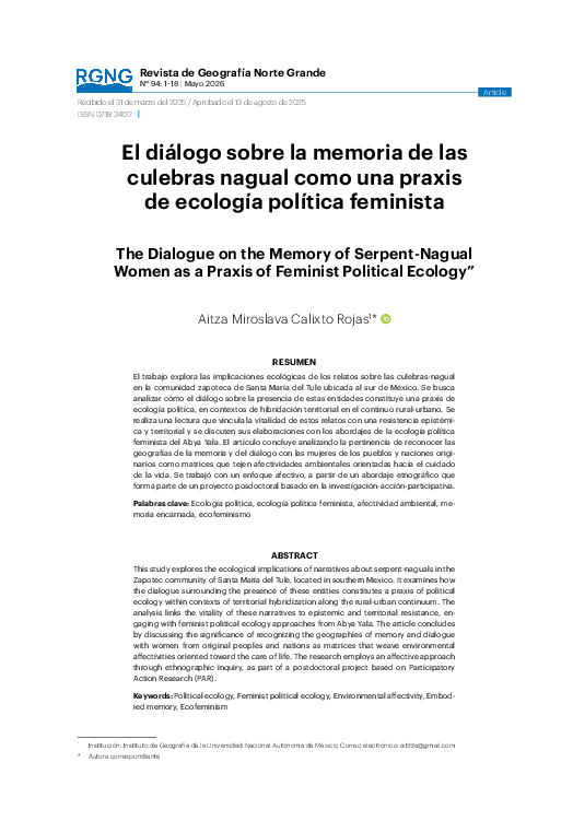 (PDF) El diálogo sobre la memoria de las culebras nagual como una ...