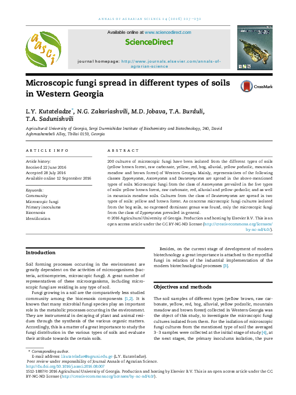 (PDF) Microscopic fungi spread in different types of soils in Western ...