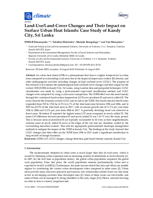 (PDF) Land-Use/Land-Cover Changes and Their Impact on Surface Urban ...