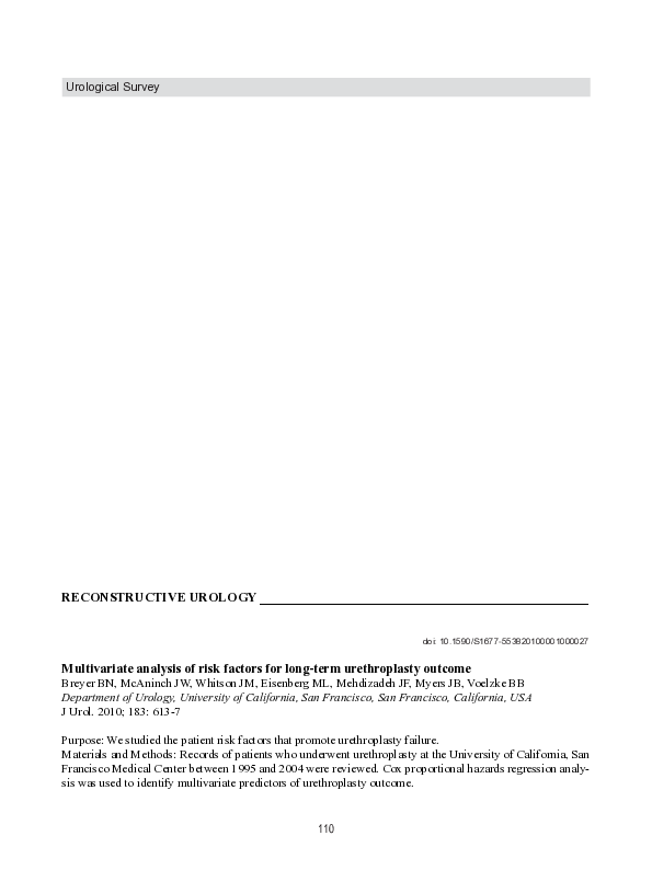 (PDF) Multivariate Analysis of Risk Factors for Long-Term Urethroplasty ...