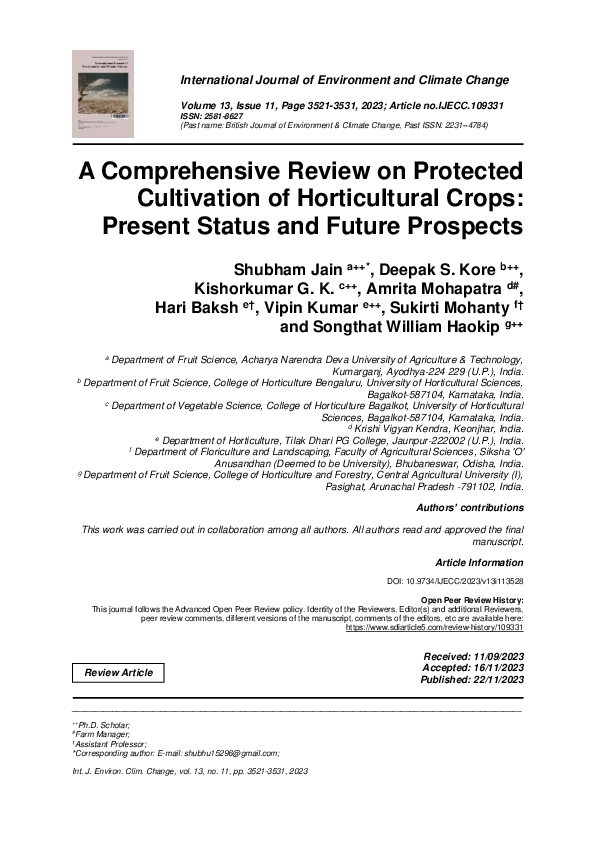 (PDF) A Comprehensive Review on Protected Cultivation of Horticultural ...