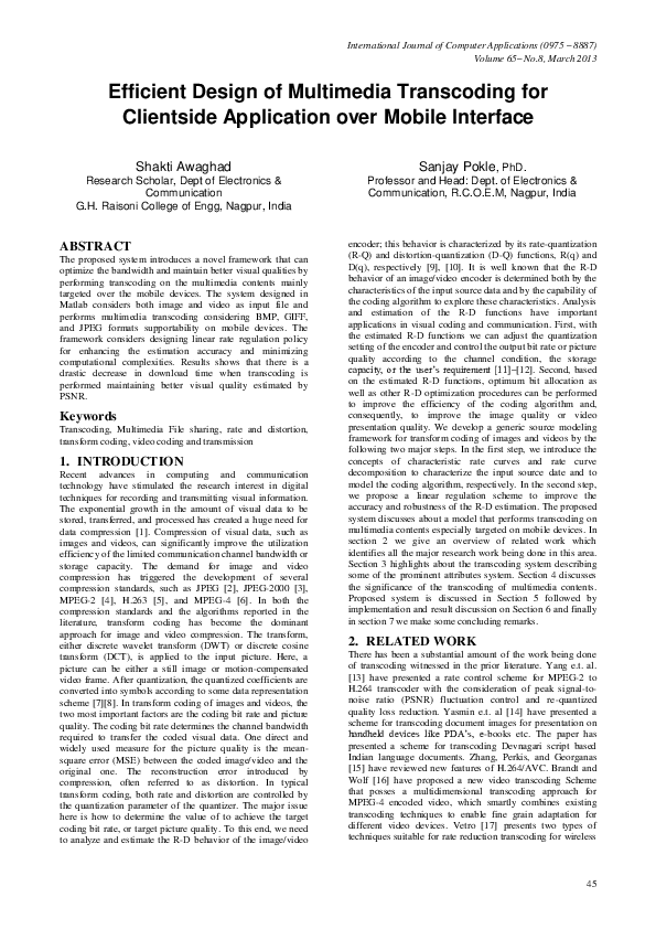 (PDF) Efficient Design of Multimedia Transcoding for Clientside ...