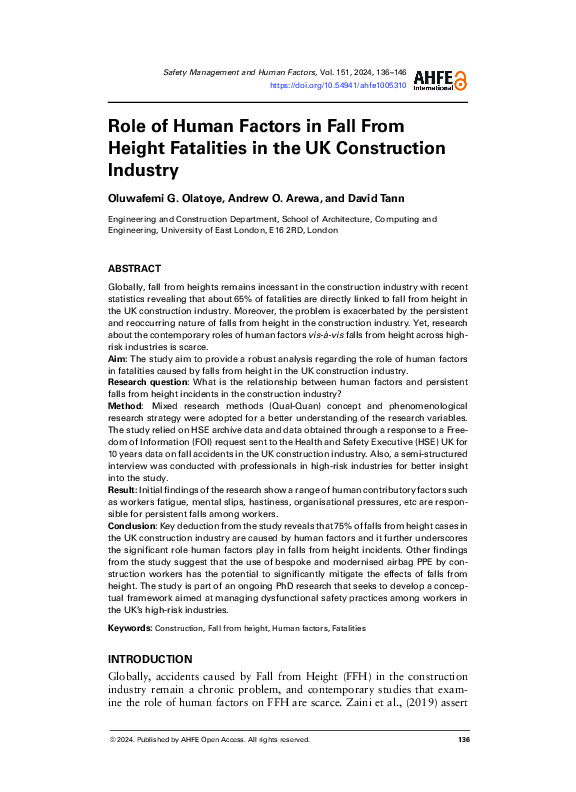 (PDF) Role of Human Factors in Fall From Height Fatalities in the UK ...