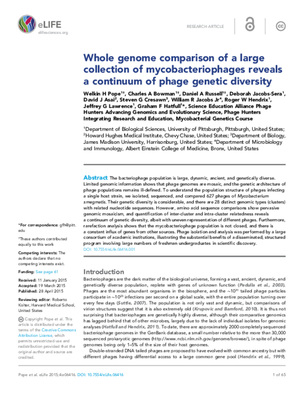 (PDF) Whole genome comparison of a large collection of ...