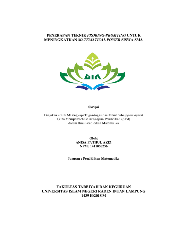 (PDF) Penerapan Teknik Probing-Promting Untukmeningkatkan Matematical ...