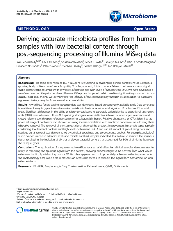 (PDF) Deriving accurate microbiota profiles from human samples with low ...