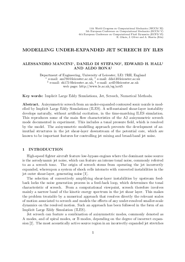 (PDF) Modelling under-expanded jet screech by ILES