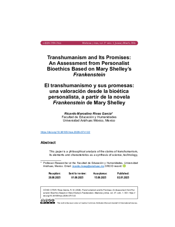 (PDF) Transhumanism and Its Promises: An Assessment from Personalist ...