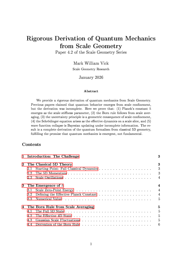 (PDF) Rigorous Derivation of Quantum Mechanics from Scale Geometry ...