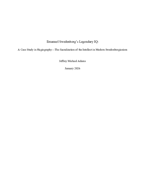 (PDF) Emanuel Swedenborg's Legendary IQ: A Case Study in Hagiography ...