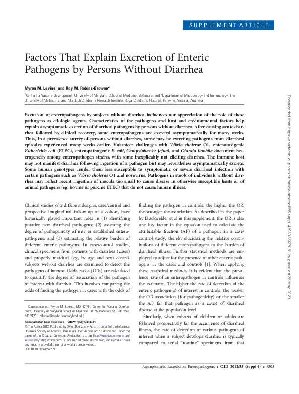 (PDF) Factors That Explain Excretion of Enteric Pathogens by Persons ...