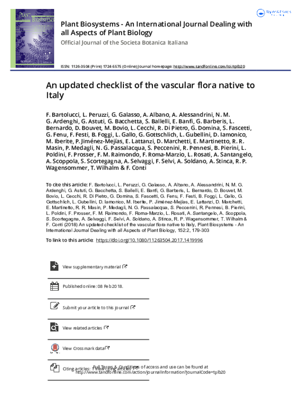 (PDF) An updated checklist of the vascular flora native to Italy