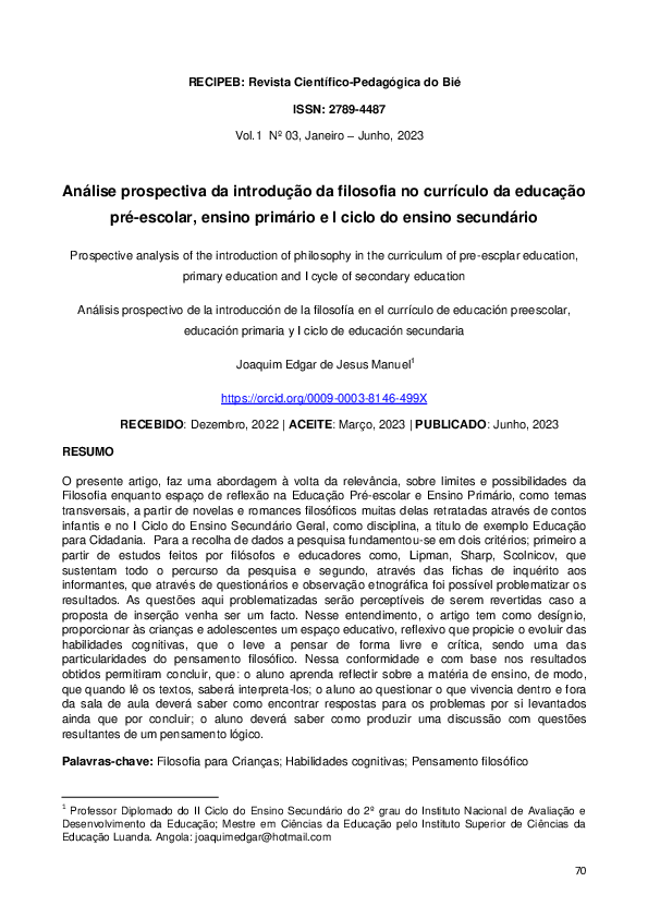 (PDF) Análise prospectiva da introdução da filosofia no currículo da ...