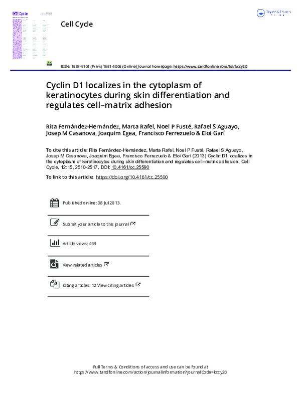 (PDF) Cyclin D1 localizes in the cytoplasm of keratinocytes during skin ...