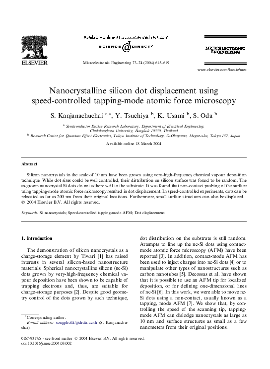 (PDF) Nanocrystalline silicon dot displacement using speed-controlled ...