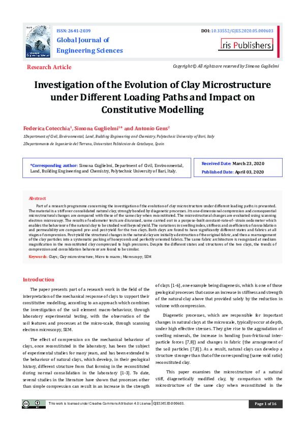 (PDF) Investigation of the Evolution of Clay Microstructure under ...