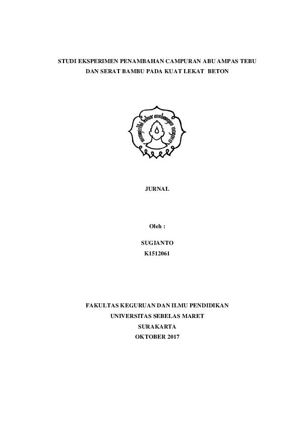 (PDF) Studi Eksperimen Penambahan Campuran Abu Ampas Tebu Dan Serat ...