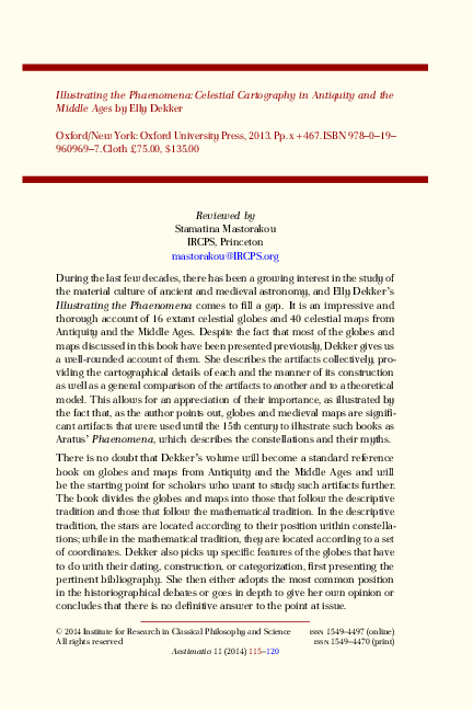 (PDF) Illustrating the Phaenomena: Celestial Cartography in Antiquity ...