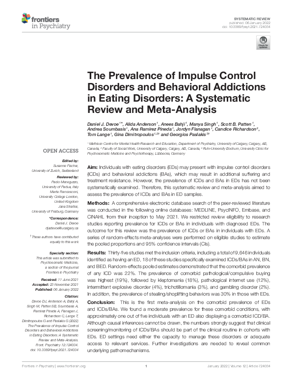 (PDF) The Prevalence of Impulse Control Disorders and Behavioral ...