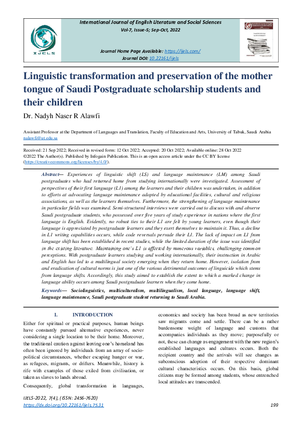 (PDF) Linguistic transformation and preservation of the mother tongue ...