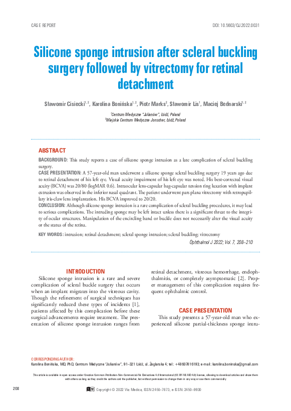 (PDF) Silicone sponge intrusion after scleral buckling surgery followed ...