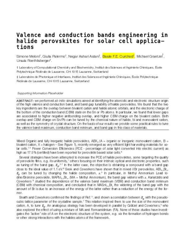 (PDF) Valence and conduction bands engineering in halide perovskites ...