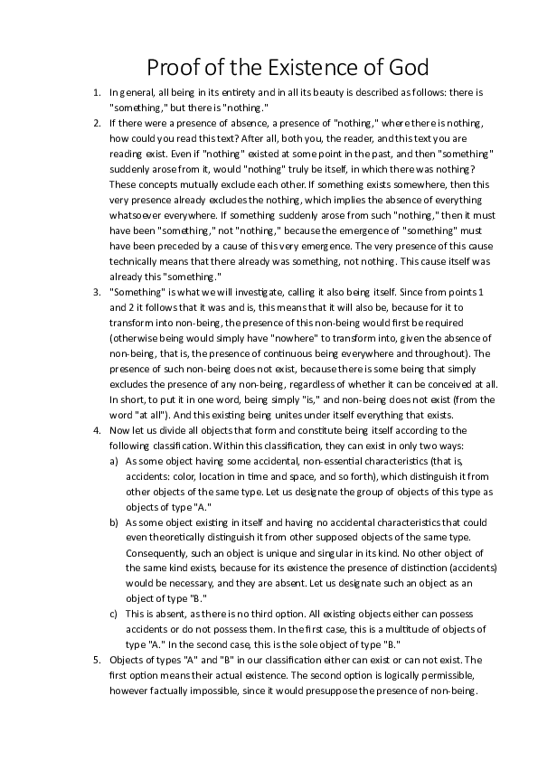(PDF) Proof of the Existence of God