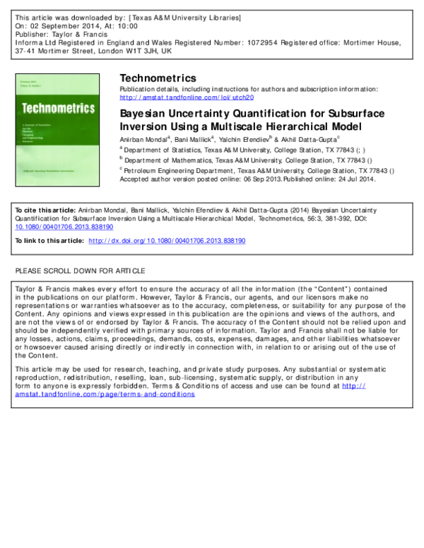 (PDF) Bayesian Uncertainty Quantification for Subsurface Inversion ...