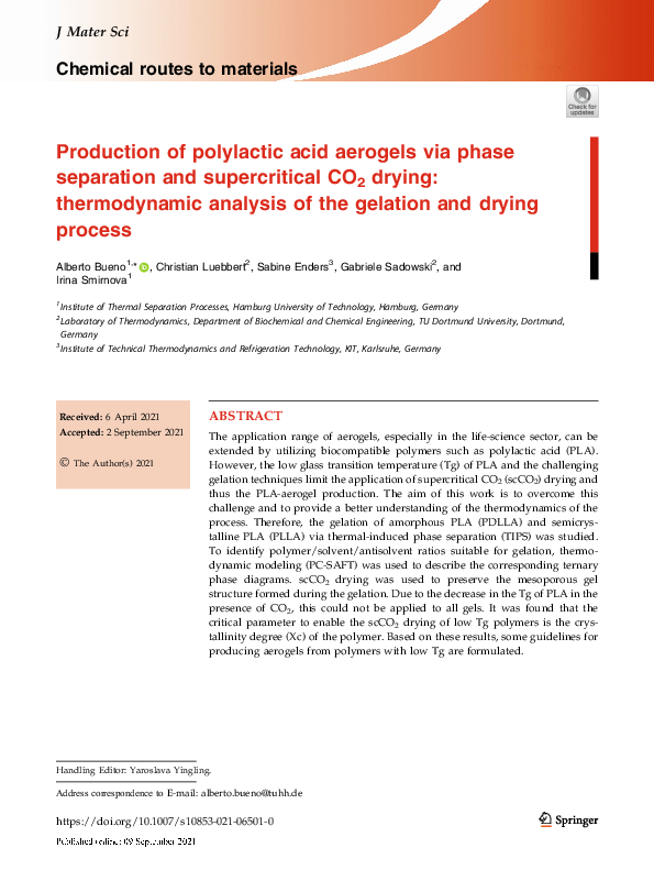 (PDF) Production of polylactic acid aerogels via phase separation and ...