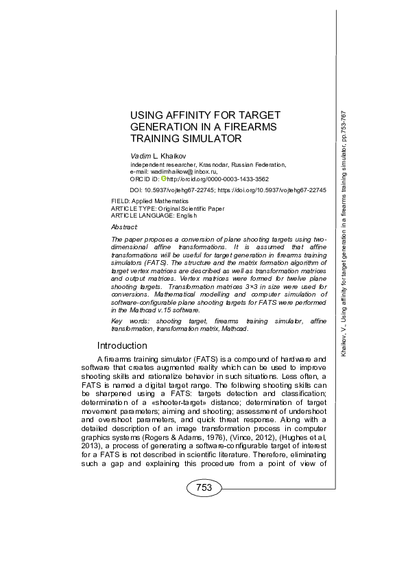 (PDF) Using affinity for target generation in a firearms training simulator