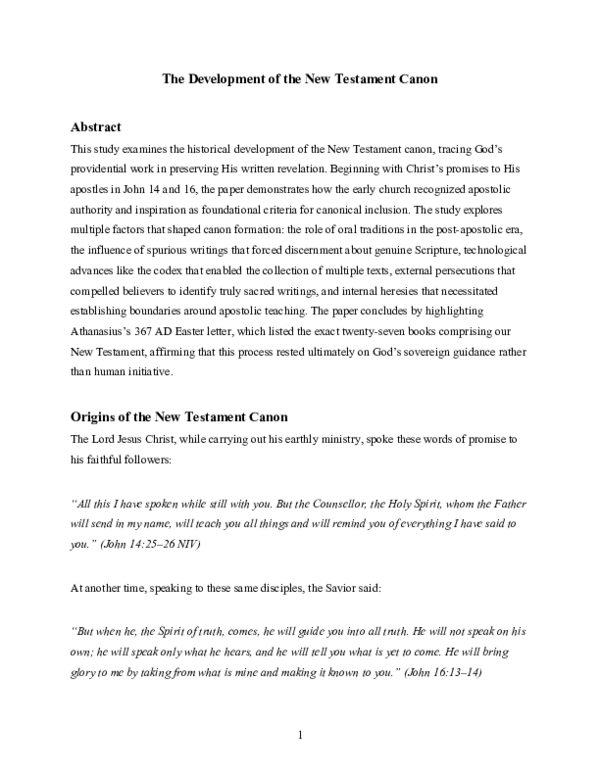 (PDF) The Development of the New Testament Canon