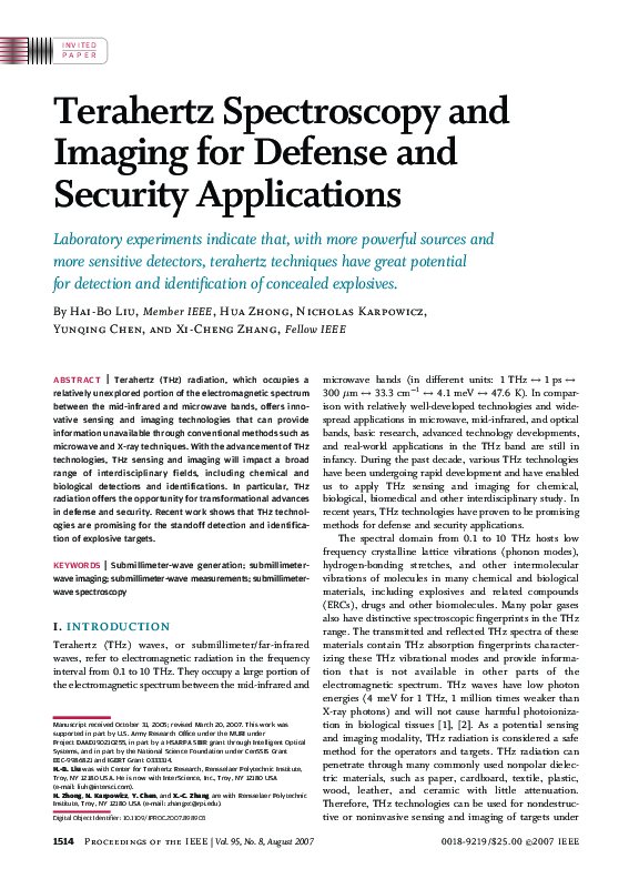 (PDF) Terahertz Spectroscopy and Imaging for Defense and Security ...