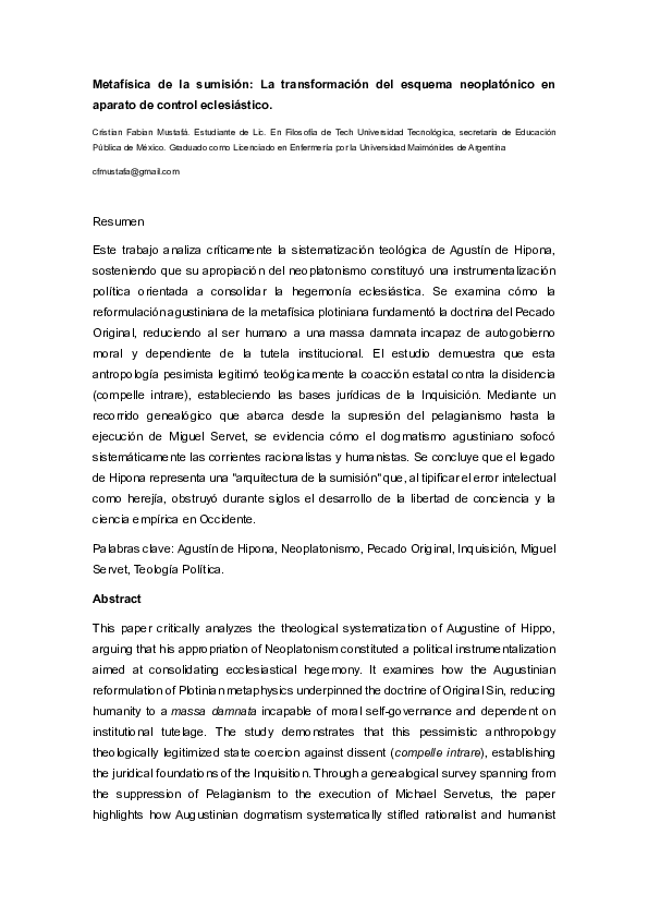 (PDF) Metafísica de la sumisión: La transformación del esquema ...