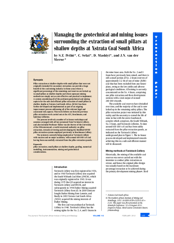 (PDF) Managing the geotechnical and mining issues surrounding the ...