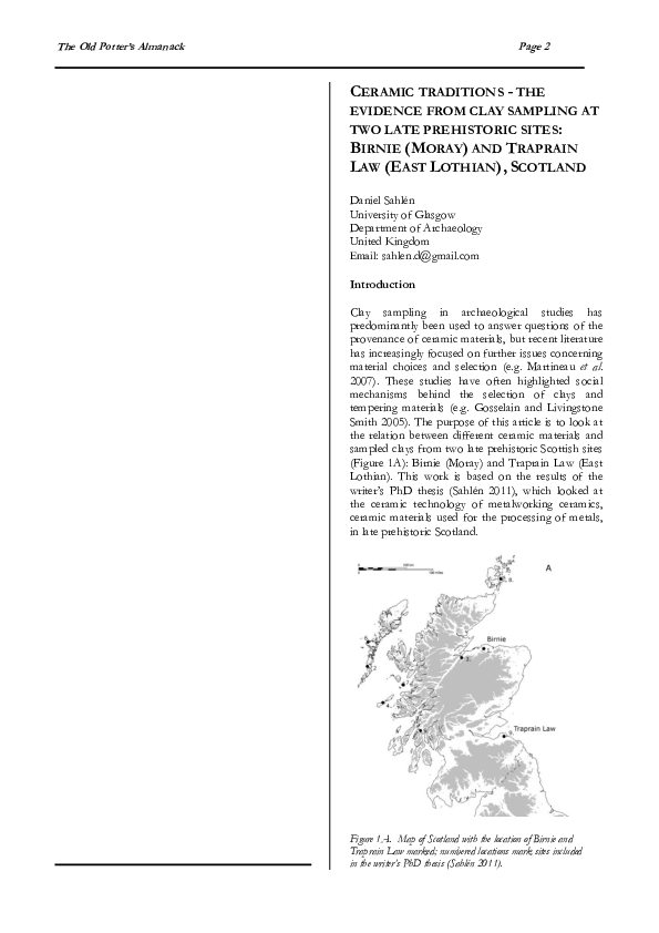 (PDF) C Eramic Traditions-The Evidence from Clay Sampling at Two Late ...