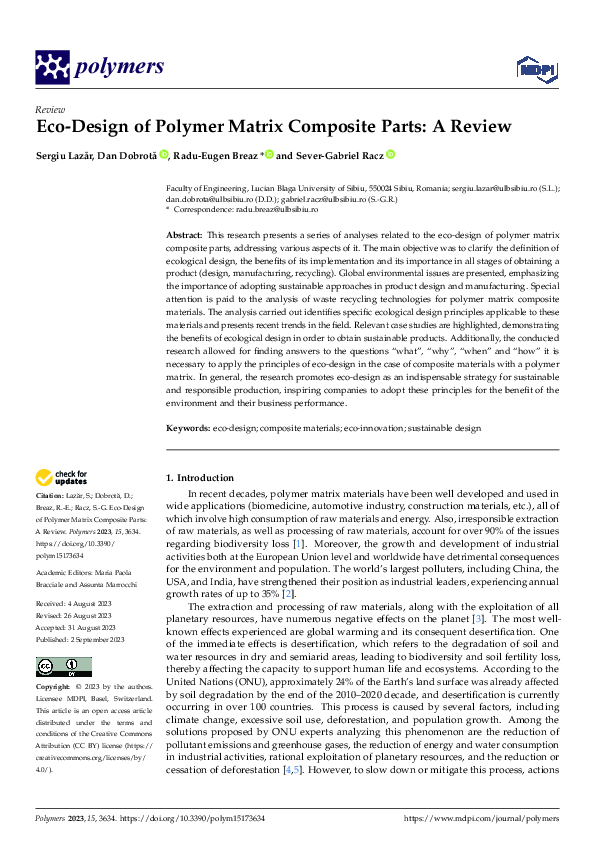 (PDF) Eco-Design of Polymer Matrix Composite Parts: A Review