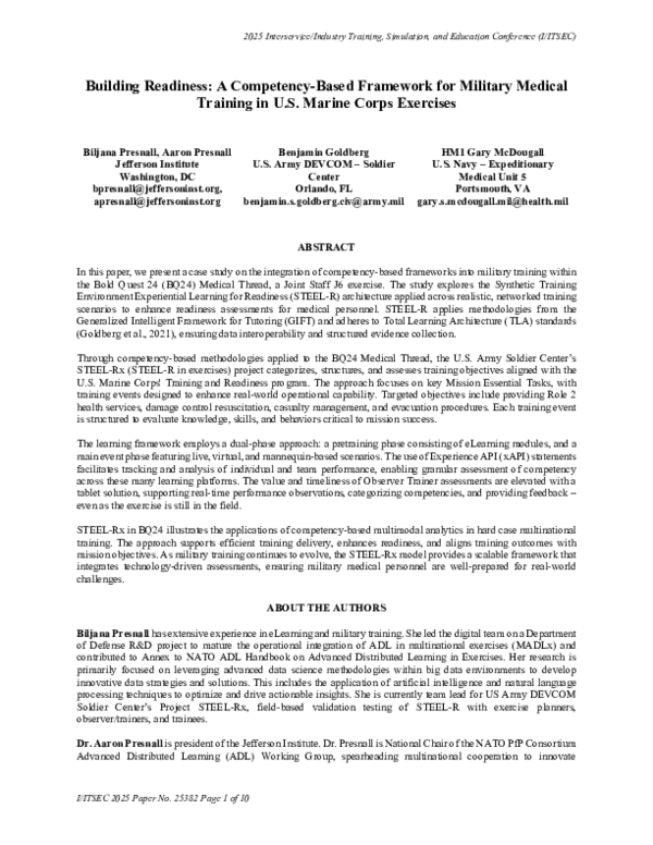 (PDF) Building Readiness: A Competency-Based Framework for Military ...
