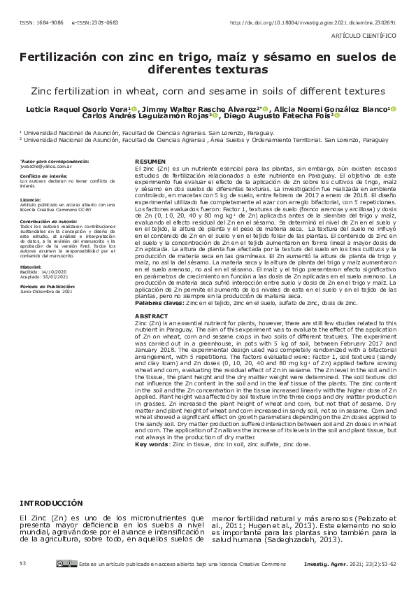 (PDF) Zinc fertilization in wheat, corn and sesame in soils of ...