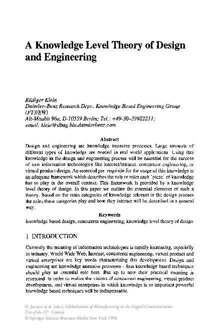 (PDF) A Knowledge Level Theory of Design and Engineering