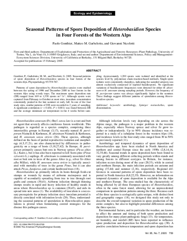 (PDF) Seasonal Patterns of Spore Deposition of Heterobasidion Species ...