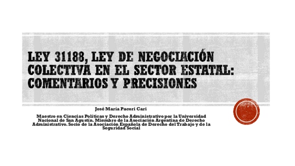 (PDF) LEY 31188 DE NEGOCIACIÓN COLECTIVA - AUTOR JOSÉ MARÍA PACORI CARI