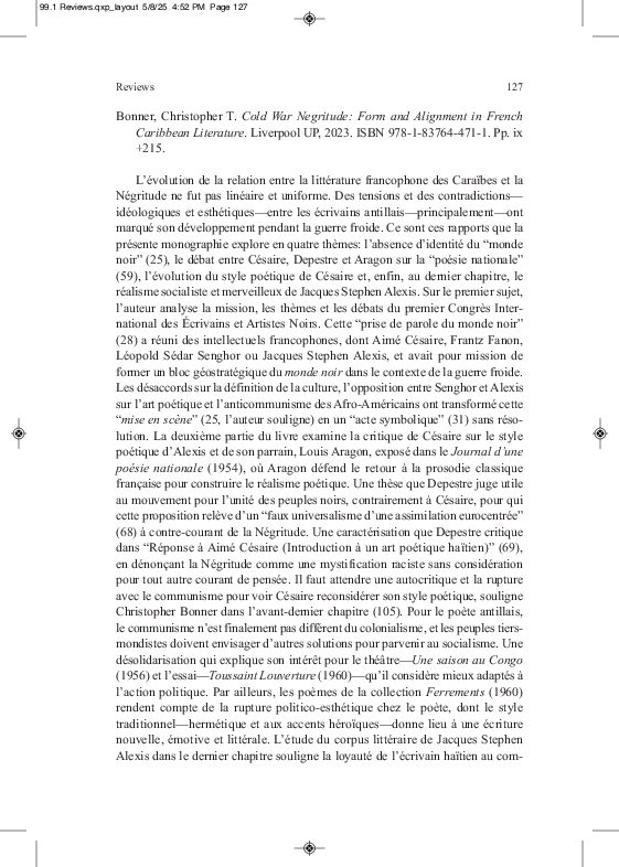 (PDF) Cold War Negritude: Form and Alignment in French Caribbean ...