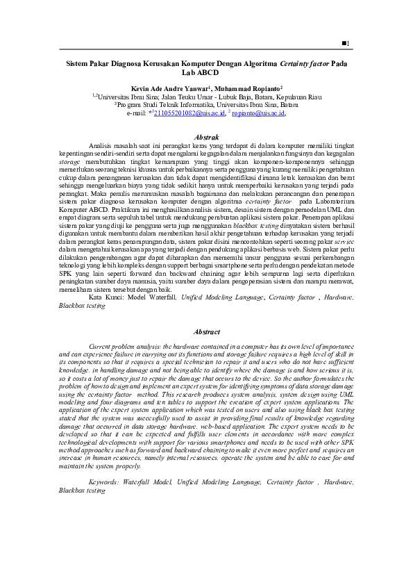 (PDF) Sistem Pakar Diagnosa Kerusakan Komputer Dengan Algoritma ...