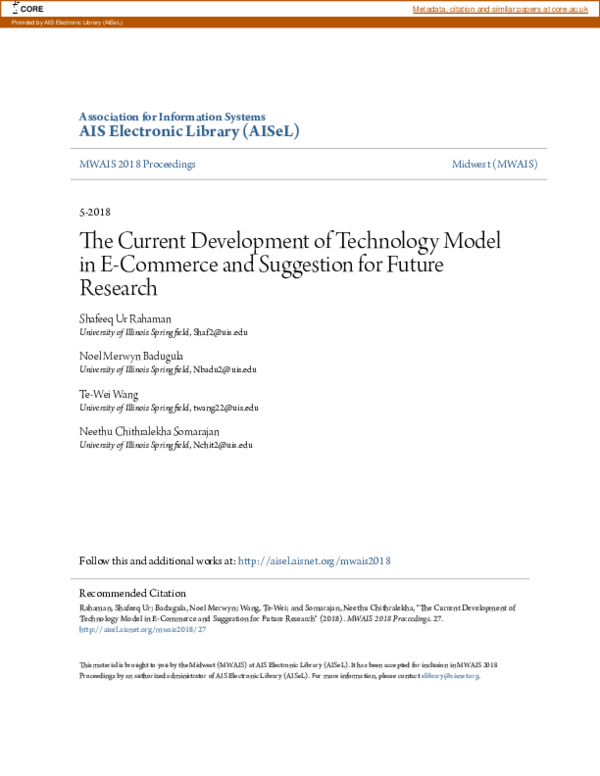 (PDF) The Current Development of Technology Model in E-Commerce and ...
