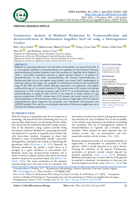 (PDF) Comparative Analysis of Biodiesel Production by ...