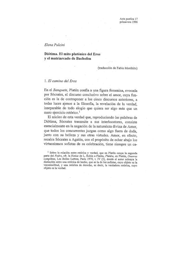 (PDF) Diótima. El mito platónico de Eros y el matriarcado de Bachofen